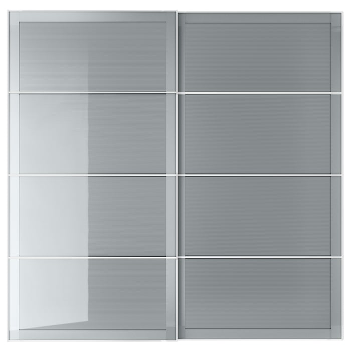 BJÖRNÖYA pair of sliding doors, gray tinted effect, 783/4x791/8" - IKEA