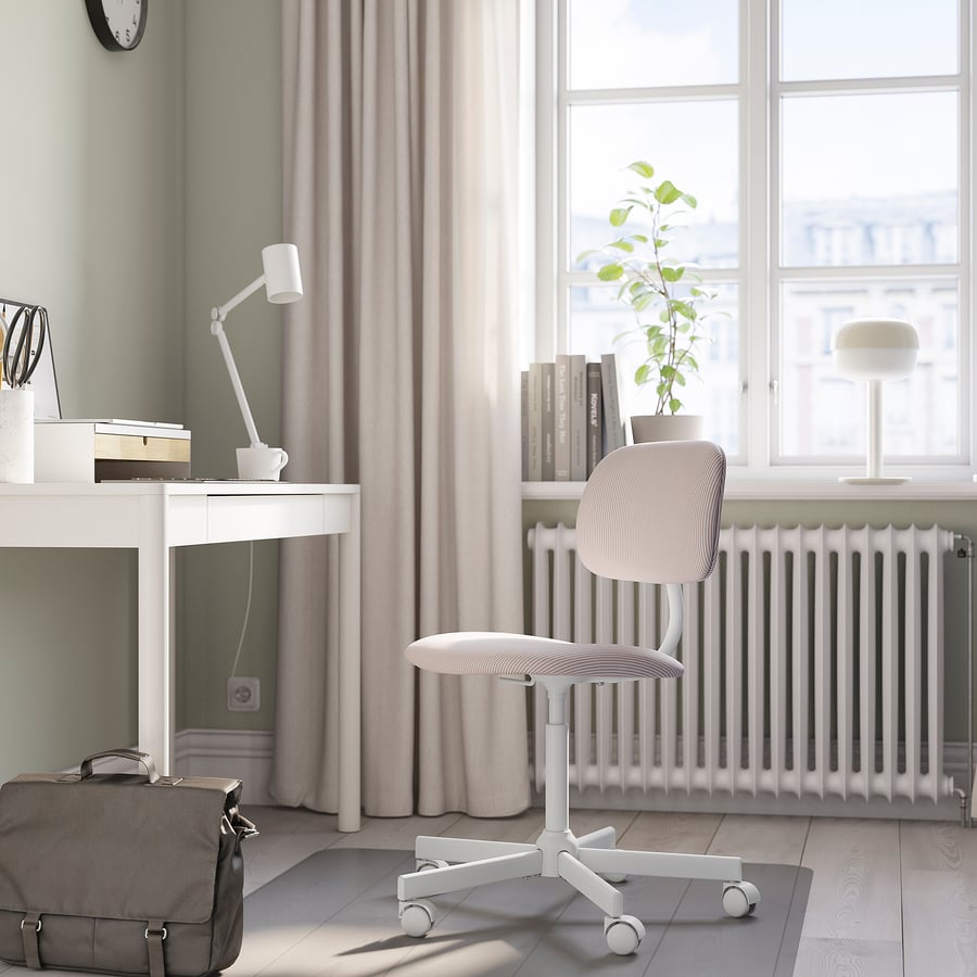 BLECKBERGET swivel chair, Klovsta white/orange-brown - IKEA
