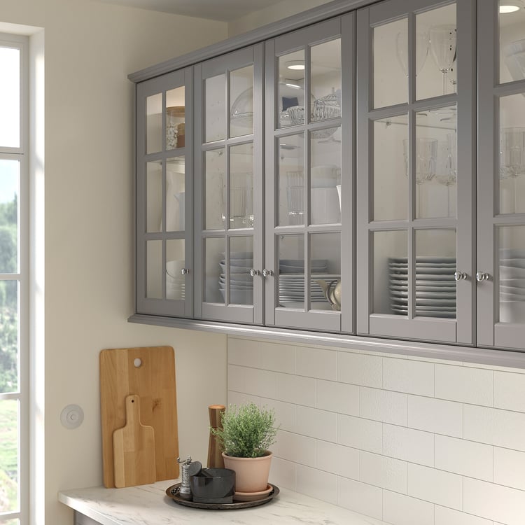 BODBYN glass door, gray, 18x40" - IKEA