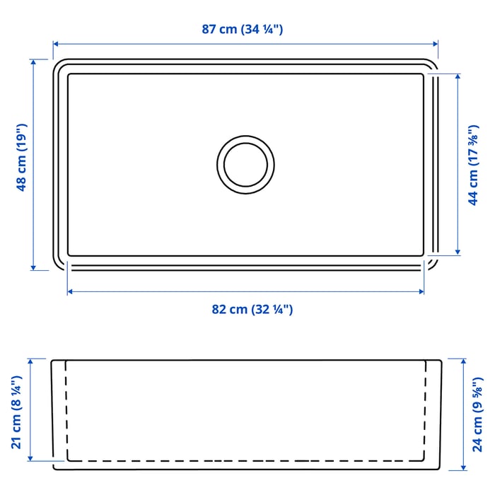 BOVIGGEN apron front sink, white, 341/4x19x95/8" - IKEA