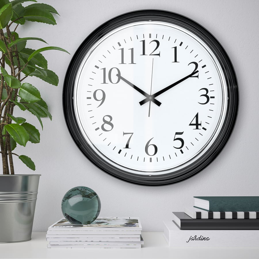 BRAVUR wall clock, black, 23 ¼" - IKEA