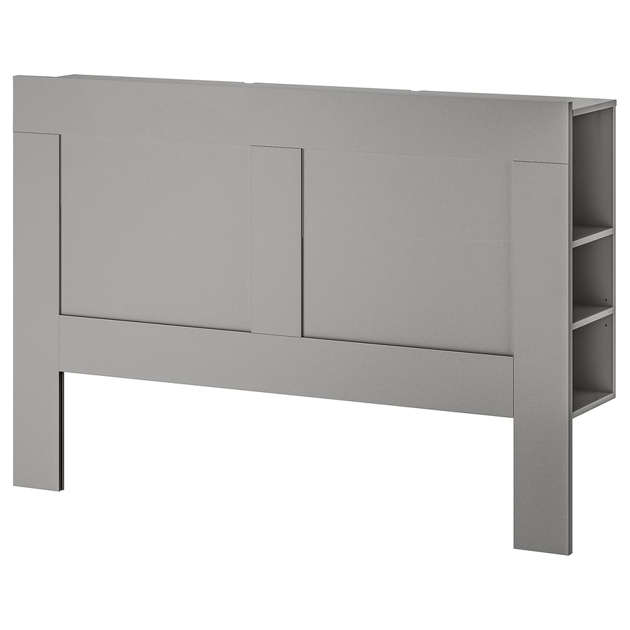BRIMNES headboard with storage compartment, gray, Queen - IKEA