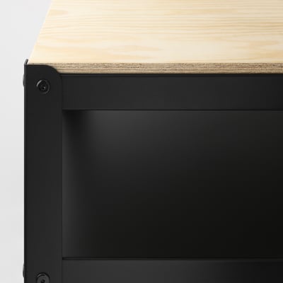 BROR Work bench, black, pine plywood - IKEA