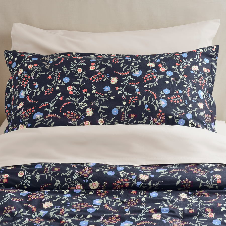 BRUDKRUSBÄR comforter set, black/floral pattern, King - IKEA