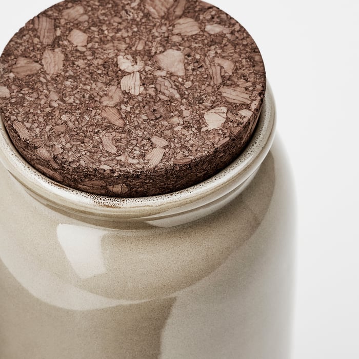BRUGDHAJ jar with lid, beige, 41 oz - IKEA