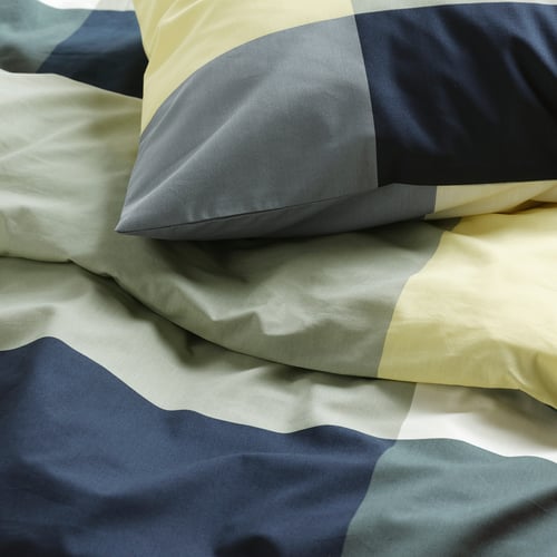 BRUNKRISSLA duvet cover and pillowcase(s), green/multicolor, Full/Queen ...