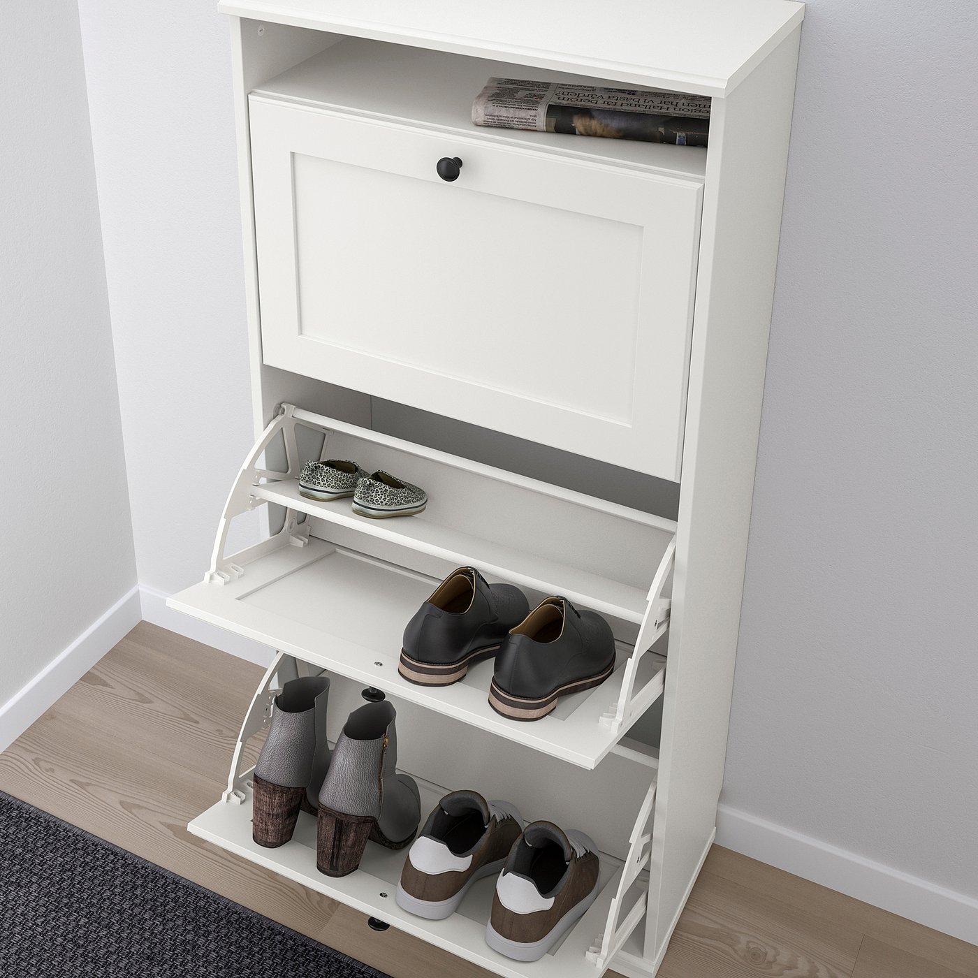 BRUSALI Shoe Cabinet With 3 Compartments White 24x511 8 IKEA BRUSALI Shoe Cabinet With 3 Compartments White 24x511 8 IKEA
