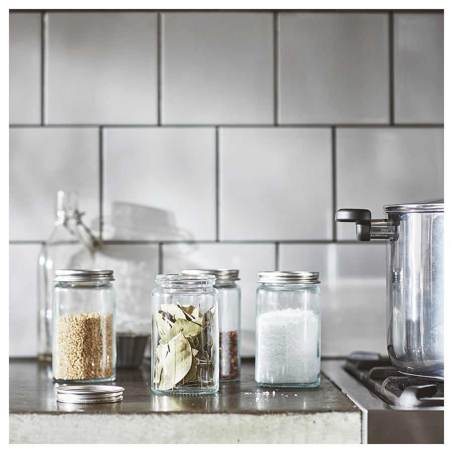 CITRONHAJ spice jar, clear glass/stainless steel, 12 oz - IKEA