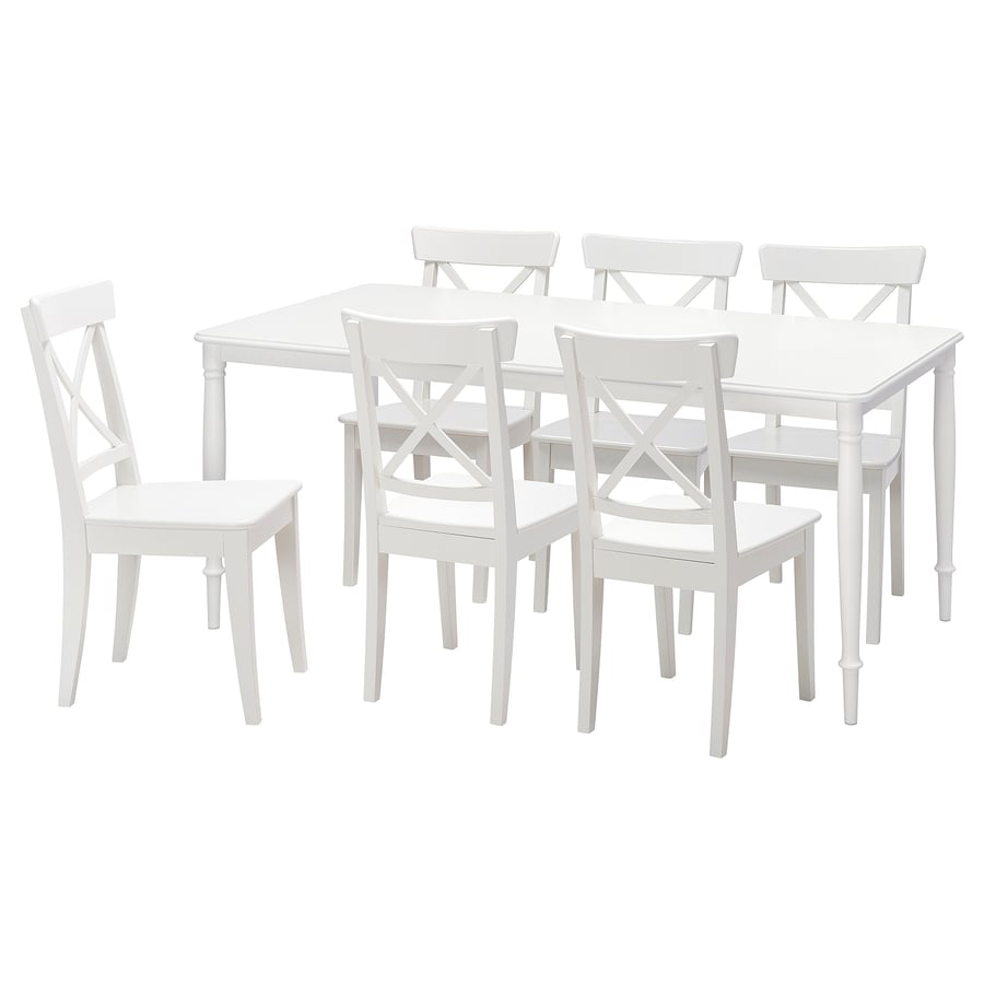 DANDERYD / INGOLF table and 6 chairs, white/white, 707/8" - IKEA