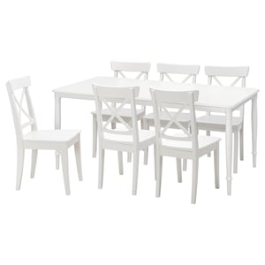 DANDERYD / INGOLF Table and 6 chairs, white/white, 707/8" - IKEA