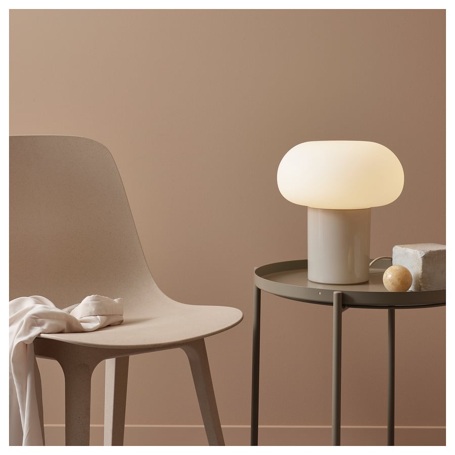 DEJSA table lamp, beige/opal glass, 11" - IKEA