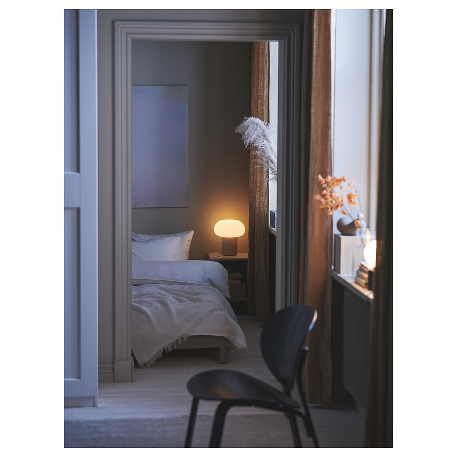 DEJSA table lamp, beige/opal glass, 11" - IKEA