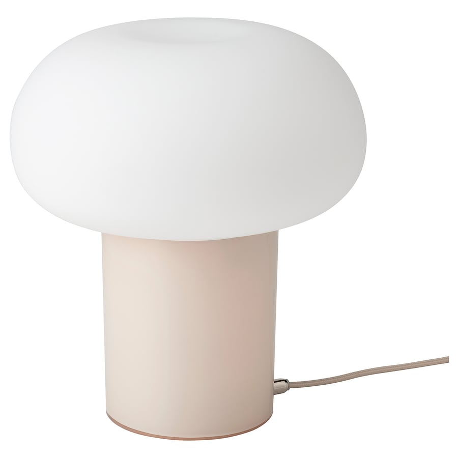 DEJSA Table lamp with LED bulb, beige/opal glass, 11" - IKEA