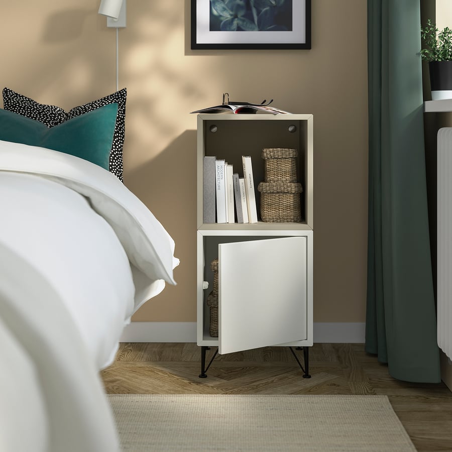 EKET storage combination with legs, white beige/metal black, 133/4x133 ...