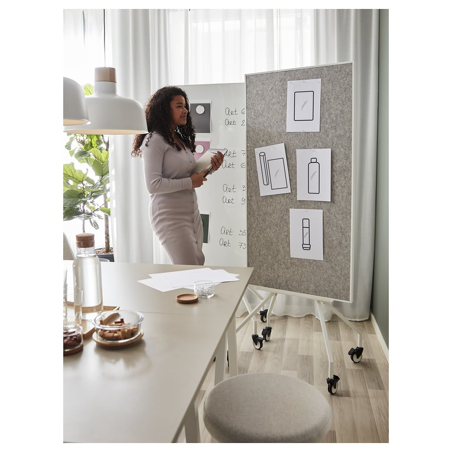 ELLOVEN whiteboard/noticeboard with casters, white, 271/2x707/8" - IKEA