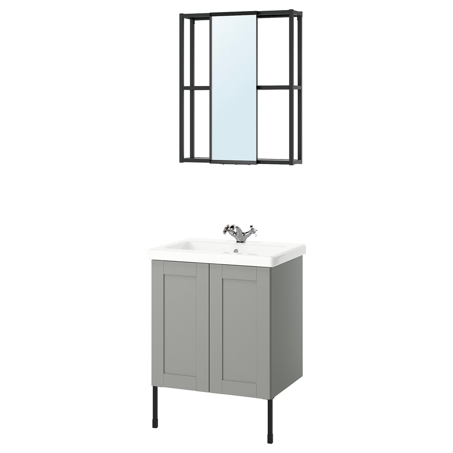 ENHET bathroom, anthracite/gray frame, 24" - IKEA