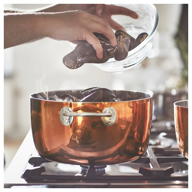 FINMAT pot with lid, copper/stainless steel, 5 qt - IKEA