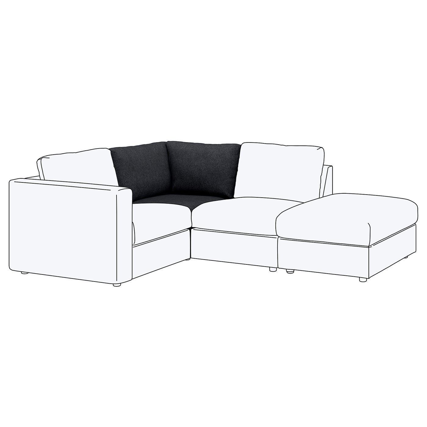 FINNALA corner section, Tallmyra black/gray - IKEA