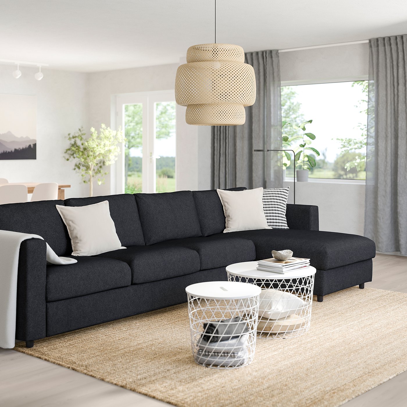 Finnala Sectional 4 Seat With Chaise Tallmyra Black Gray Ikea