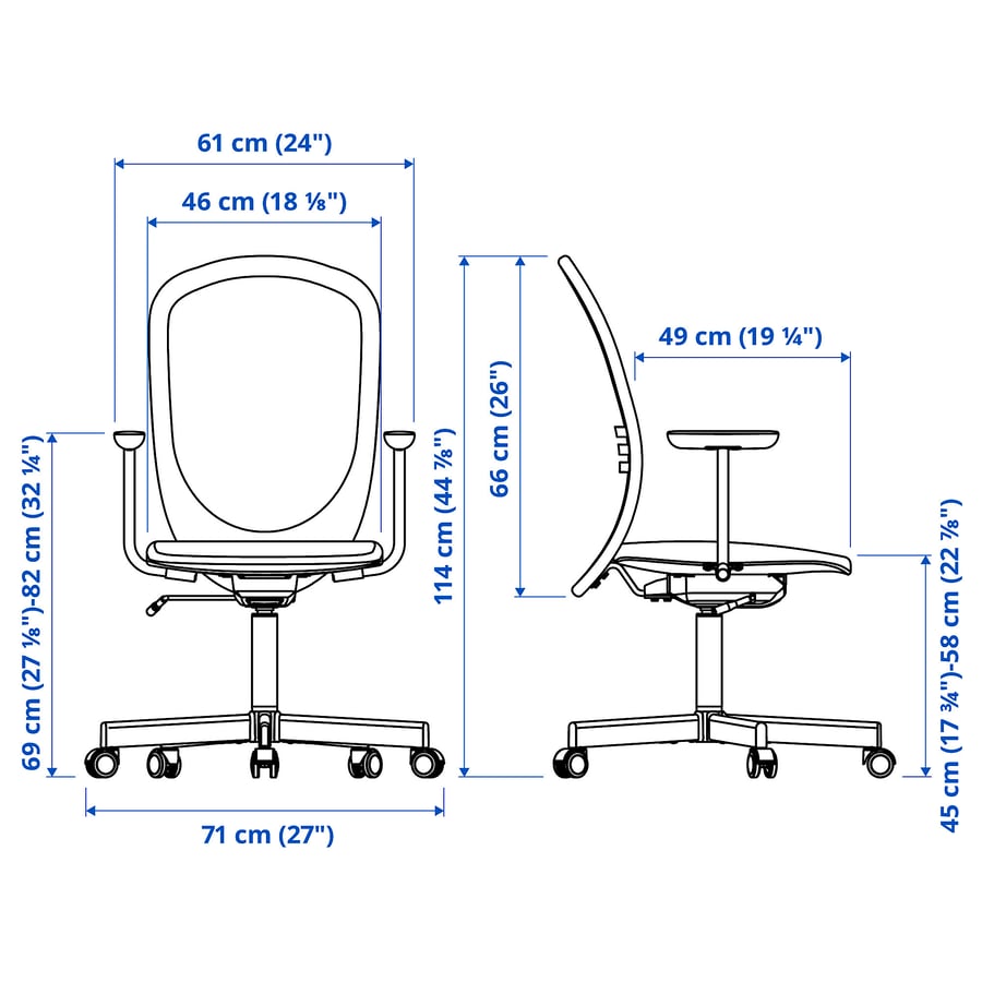 FLINTAN office chair with armrests, black - IKEA
