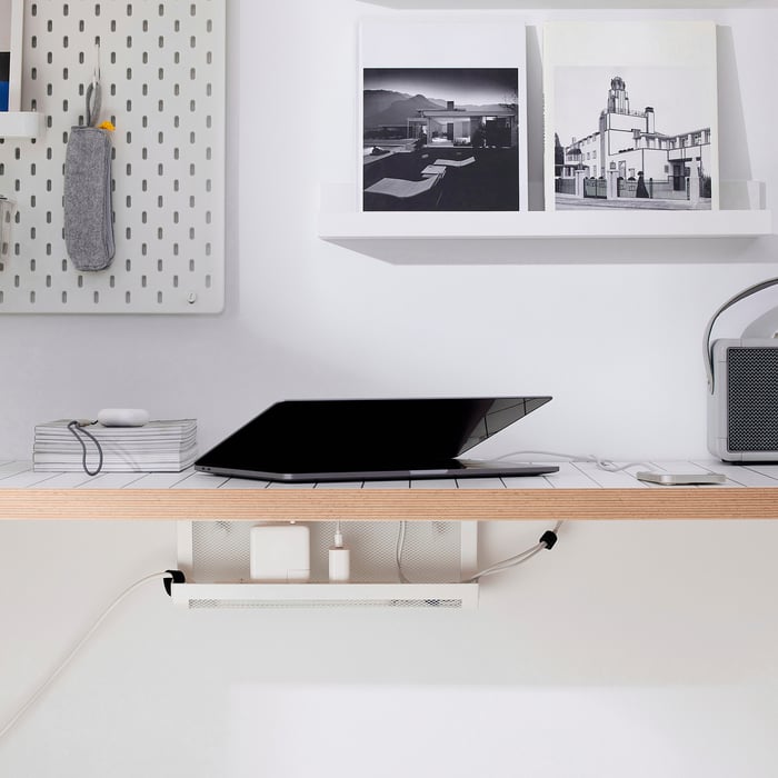 FÖRSÄSONG cable management tray, white, 15" - IKEA