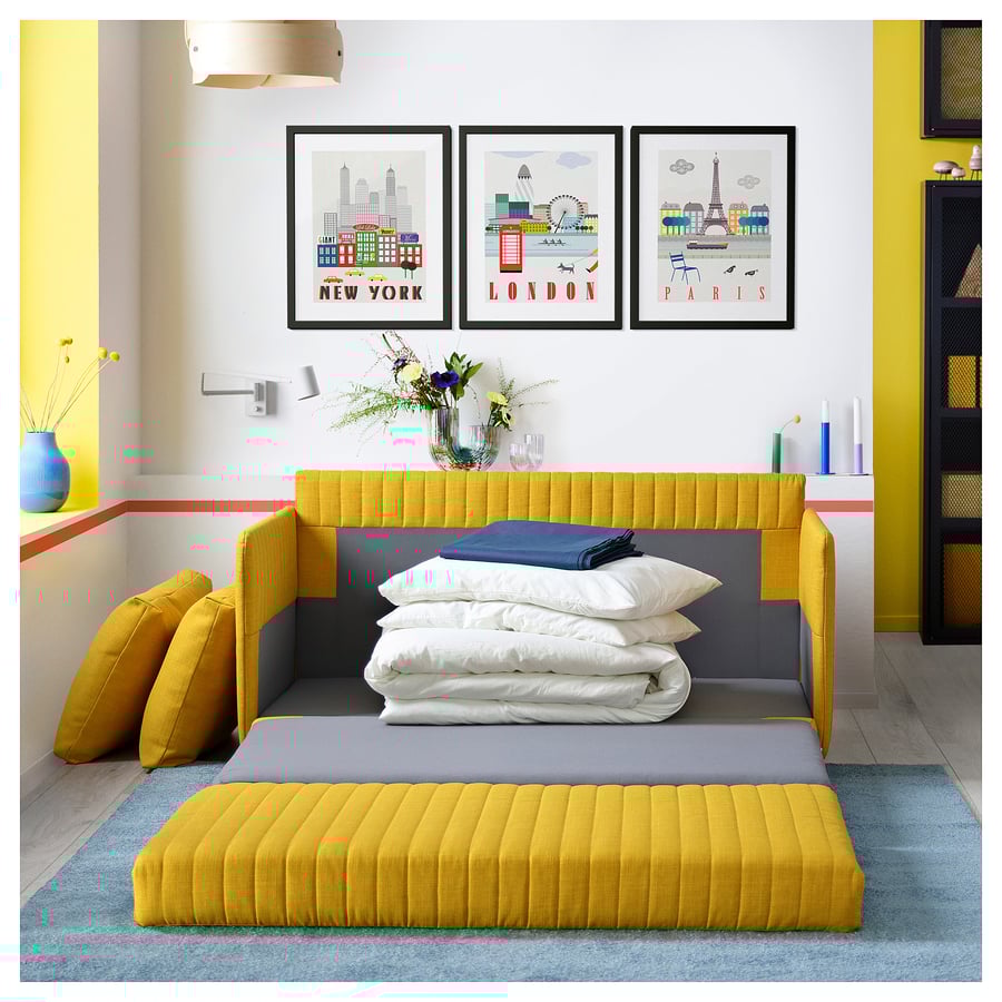 FRIDHULT sleeper sofa, Skiftebo yellow - IKEA