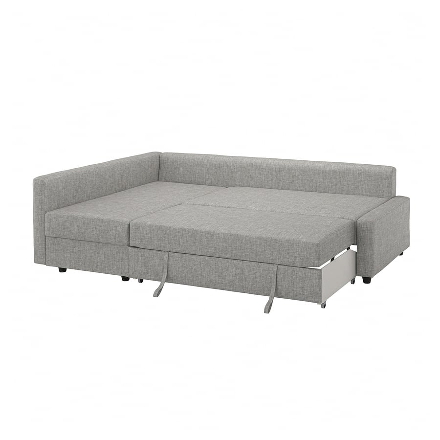 FRIHETEN sleeper sectional,3 seat w/storage, Faringe light gray - IKEA