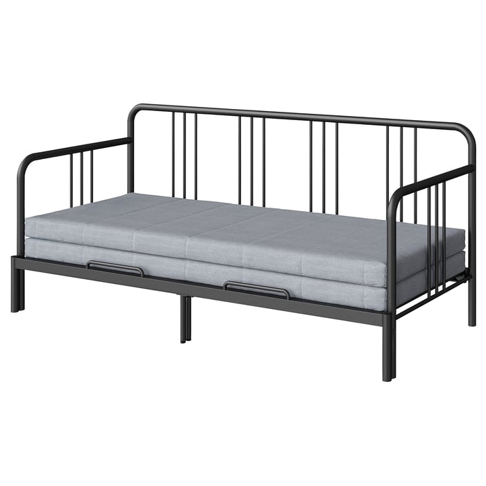 FYRESDAL daybed with 2 mattresses, black/Ågotnes firm, Twin - IKEA
