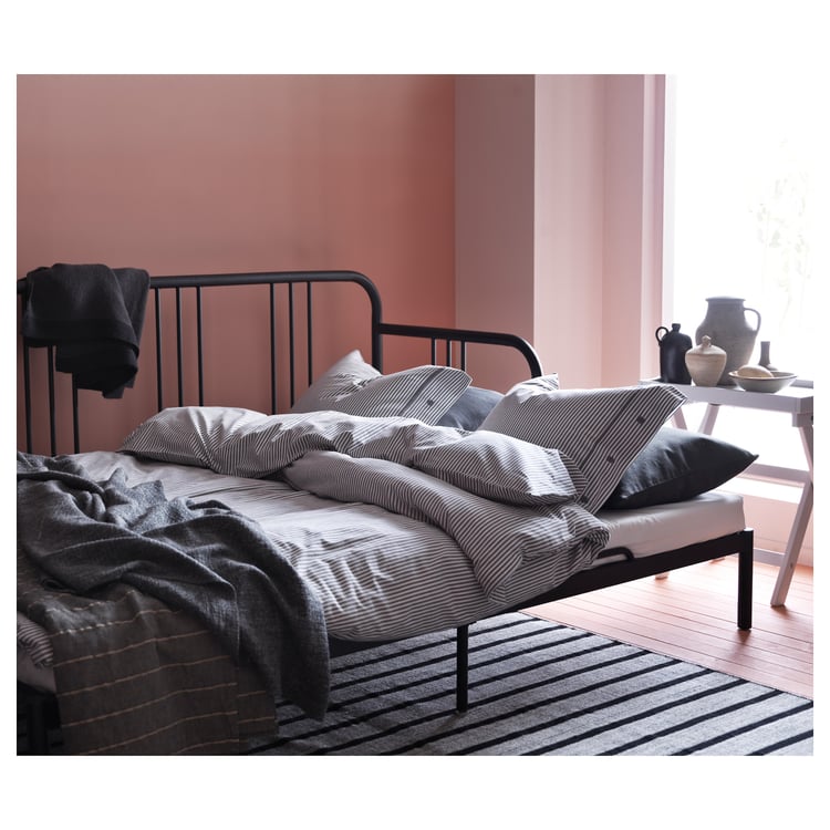 FYRESDAL daybed with 2 mattresses, black/Åsvang medium firm, Twin - IKEA