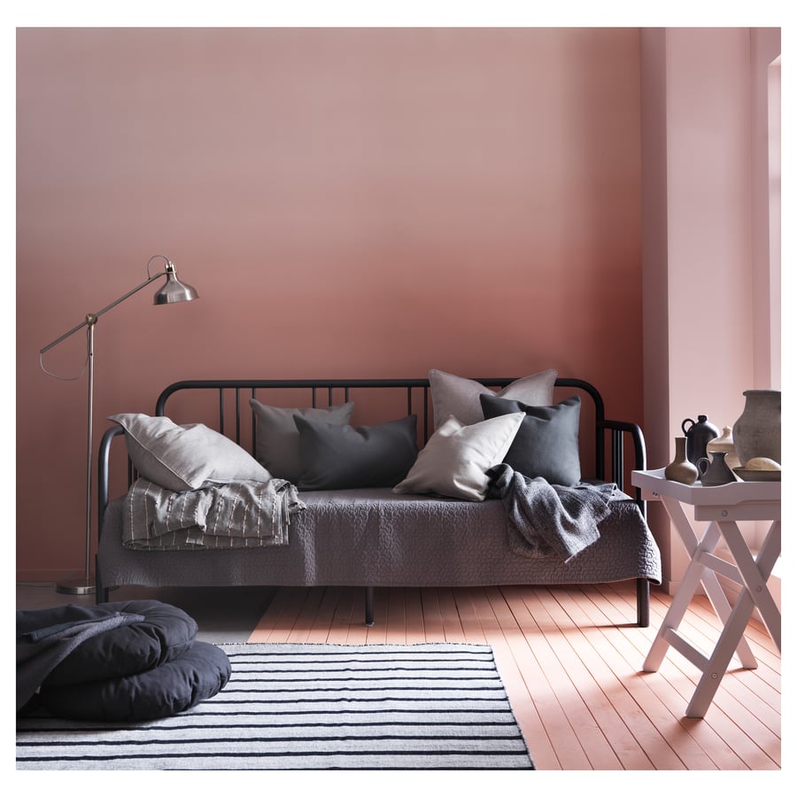 FYRESDAL daybed with 2 mattresses, black/Åsvang medium firm, Twin - IKEA