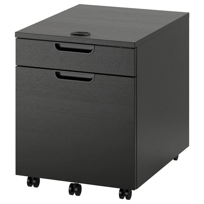 GALANT drawer unit/drop file storage, black stained ash veneer, 173 ...