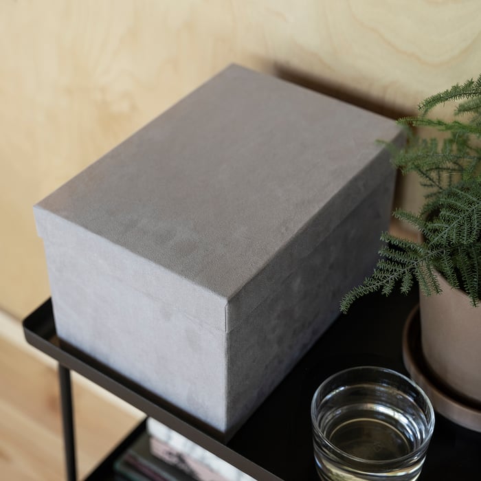 GJÄTTA storage box with lid, velvet light gray, 7x9 ¾x6" - IKEA