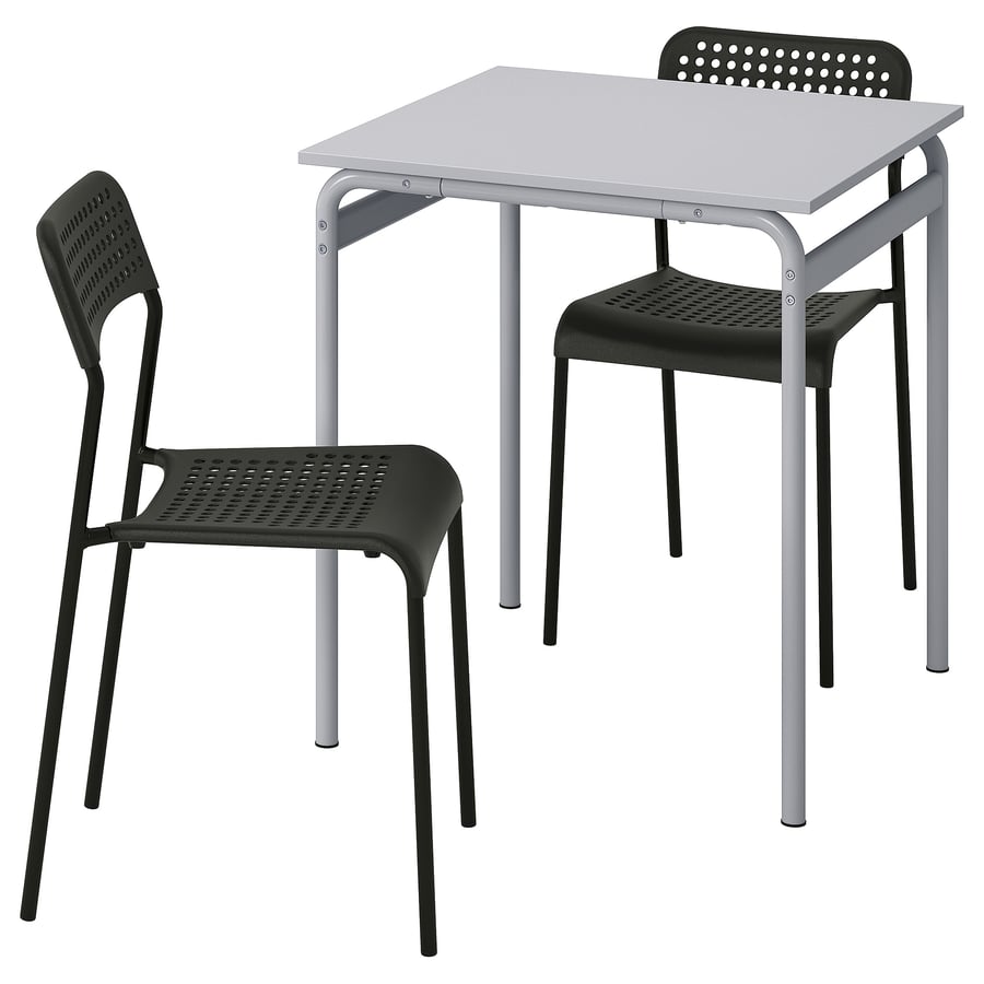 GRÅSALA / ADDE table and 2 chairs, gray gray/black, 263/8" - IKEA