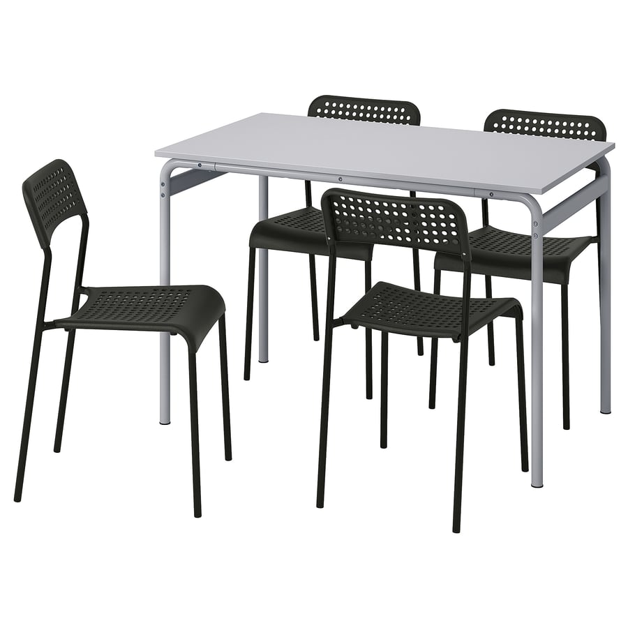GRÅSALA / ADDE table and 4 chairs, gray gray/black, 431/4" - IKEA