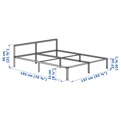 GRIMSBU bed frame, gray/Luröy, Full - IKEA