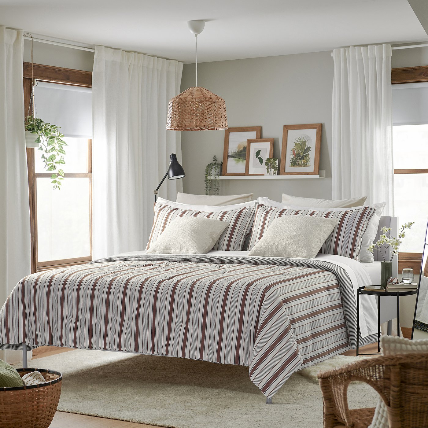 GULDAKLEJA comforter set red brown stripe Full Queen IKEA