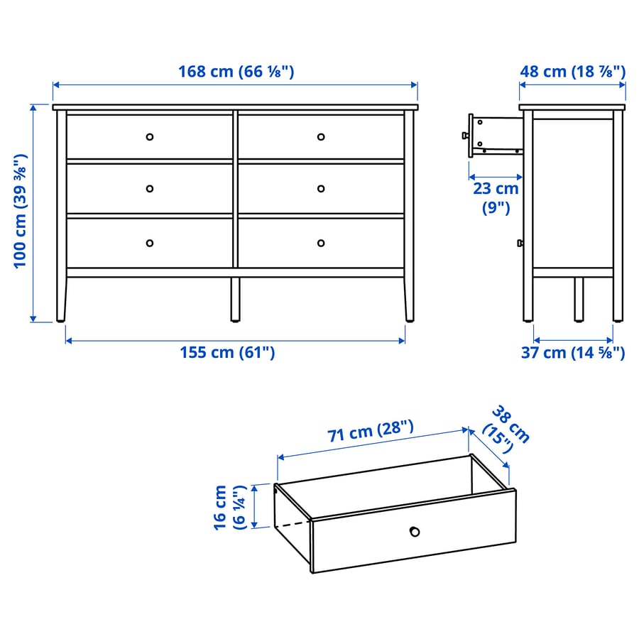 GULLABERG 6-drawer dresser, gray/anchor/unlock function, 661/8x187 ...
