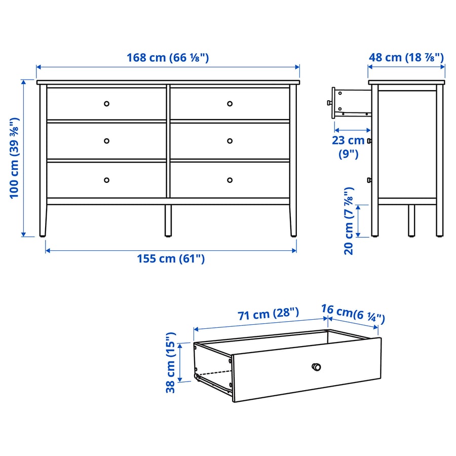 GULLABERG 6-drawer dresser, yellow, 661/8x187/8x393/8" - IKEA