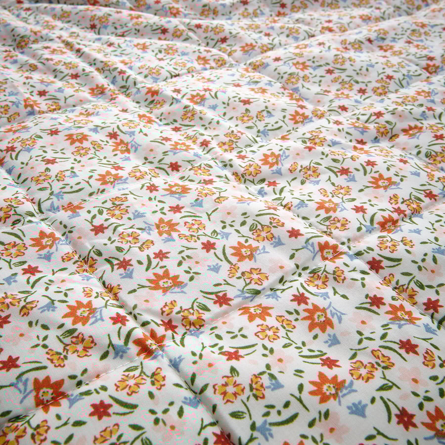 GULLNATTLJUS bedspread, white/floral pattern, Full/Queen - IKEA