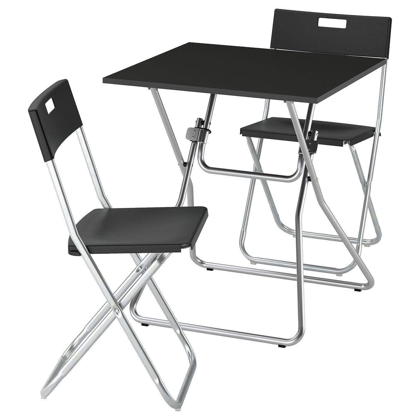 GUNDE GUNDE Table and 2 folding chairs folding black black 26 3 8x26 3 8