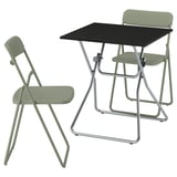 GUNDE / GUNDE table and 2 folding chairs, folding black/black, 263 ...