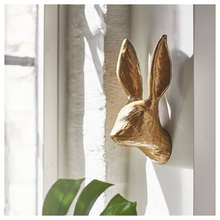HÄGGMISPEL wall decoration, rabbit/brass color, 9 ¾" - IKEA