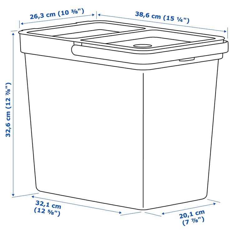 HÅLLBAR Bin with lid, light gray, Lower outer measure depth: 12 5/8" - IKEA
