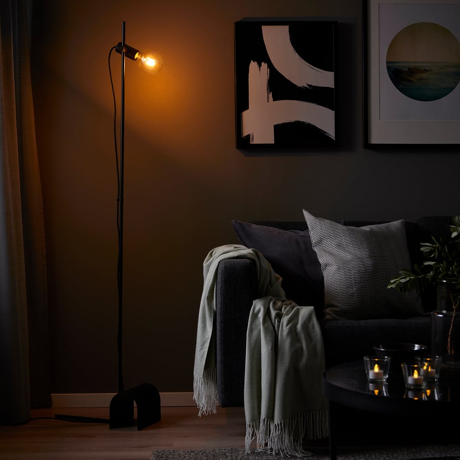 HÅRSLINGA Floor lamp, black - IKEA