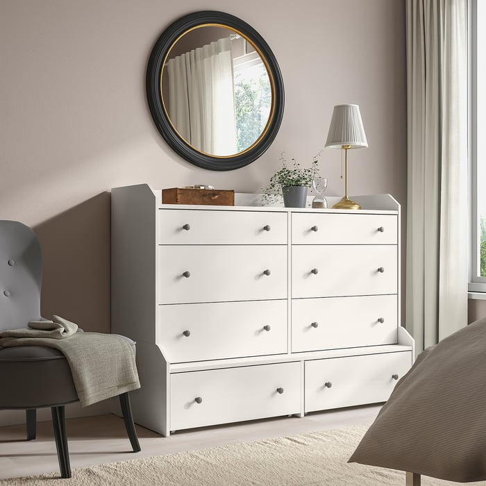 HAUGA 8-drawer dresser, white, 543/8x41" - IKEA