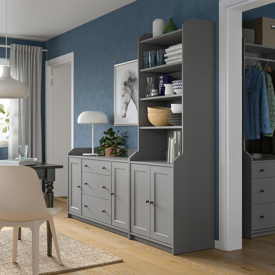 HAUGA storage combination, gray, 825/8x181/8x783/8" - IKEA