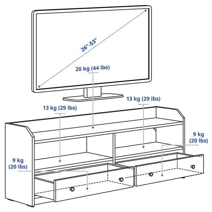 HAUGA TV unit, gray, 543/8x141/8x211/4" - IKEA
