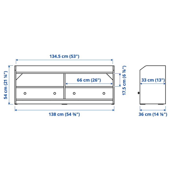 HAUGA TV unit, white, 543/8x141/8x211/4" - IKEA