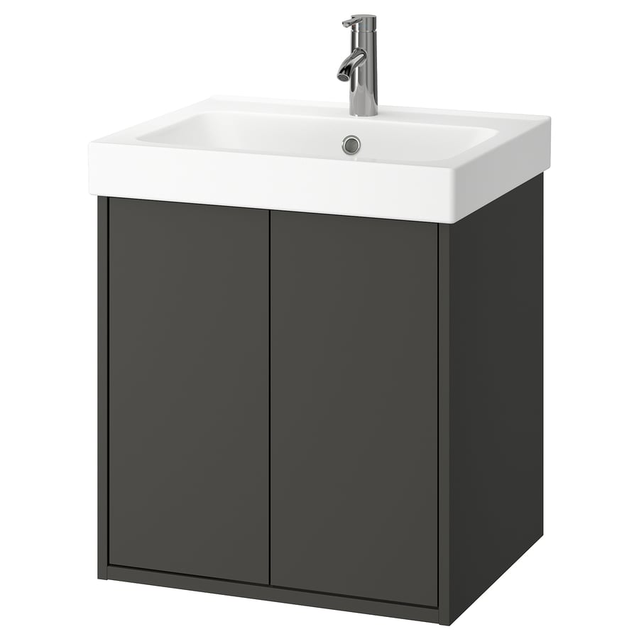 HAVBÄCK / ORRSJÖN Bathroom vanity with sink & faucet, dark gray, 25x213 ...