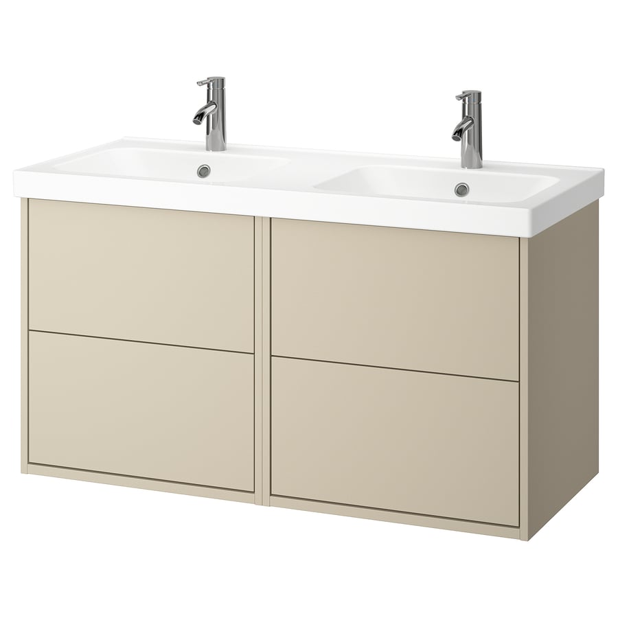 HAVBÄCK / ORRSJÖN Double vanity with sink & faucet, beige, 49x213/4x275 ...